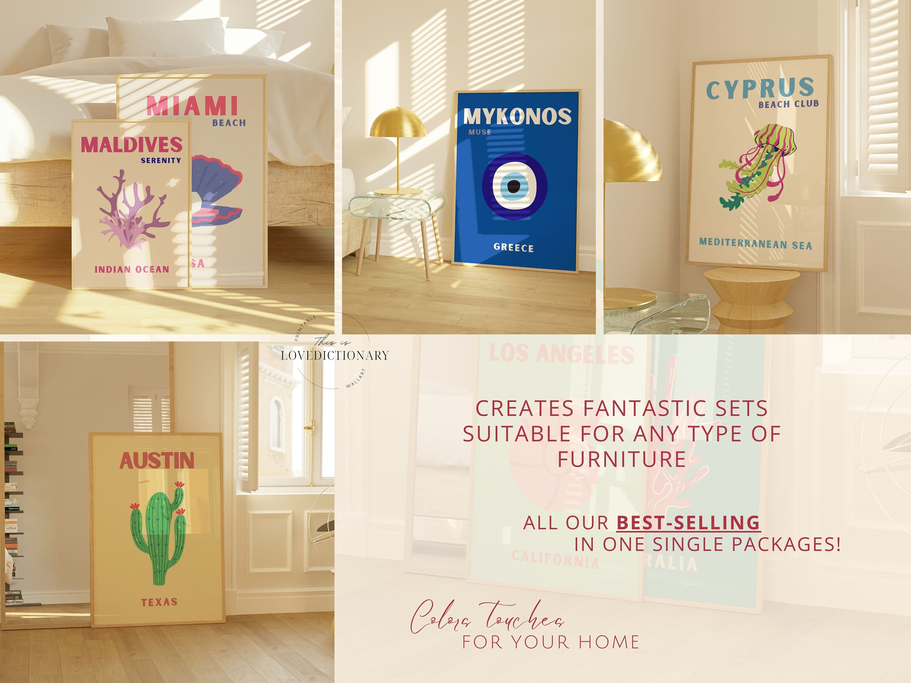 Preppy Room Decor Travel Poster Bundle Set of 100, Wall Collage Set ...