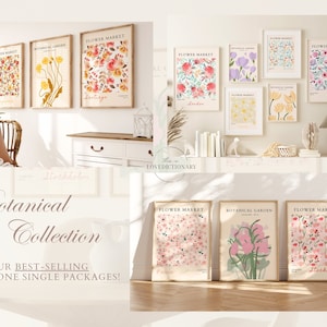 Flower Market Print Set of 100 Flower Gallery Wall Set, Trendy Floral ...