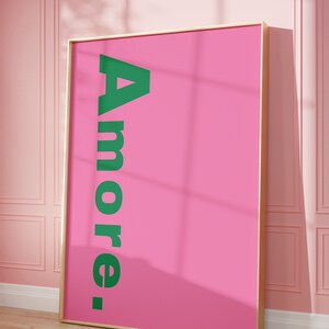 Green and Magenta Pink Amore Printable, French Love Quote Poster ...