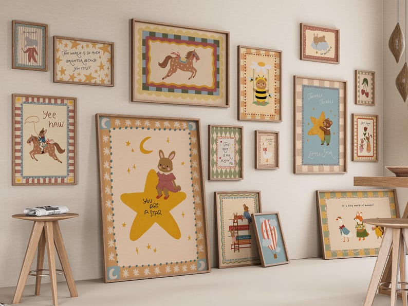 Boho Nursery Wall Art Bundle, Neutral Gender Neutral Prints (digital ...