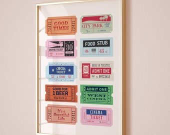 Retro Wall Art Trendy Wall Art Retro Poster Life Ticket Stub Poster Printable College Apartment ...