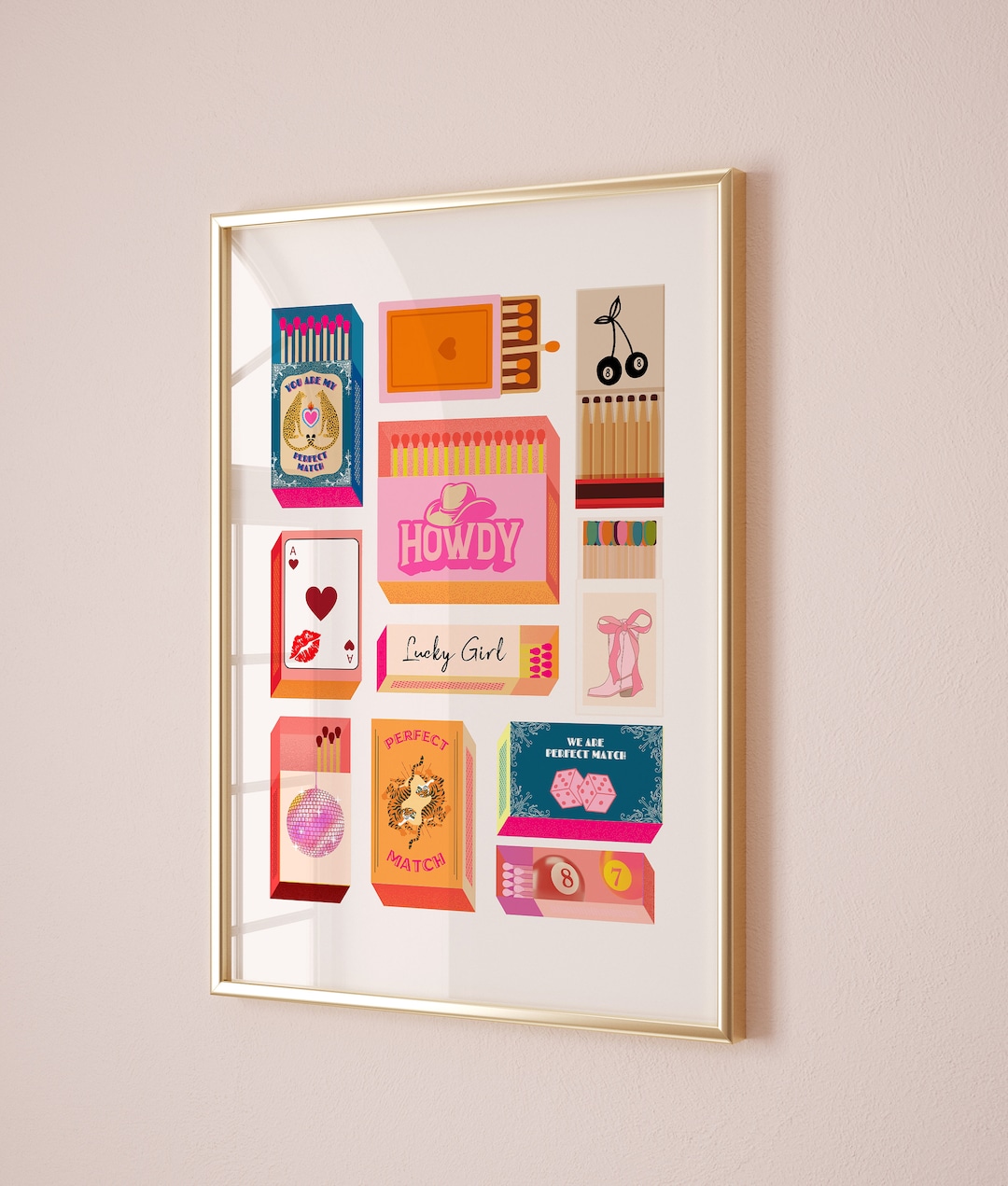 Matchbox Print, Pink Matchbox Poster, Trendy Wall Art, Preppy Print ...