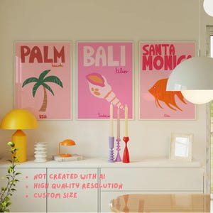 Preppy Beach Posters Set of 3, Preppy Travels Wall Art, College Room ...