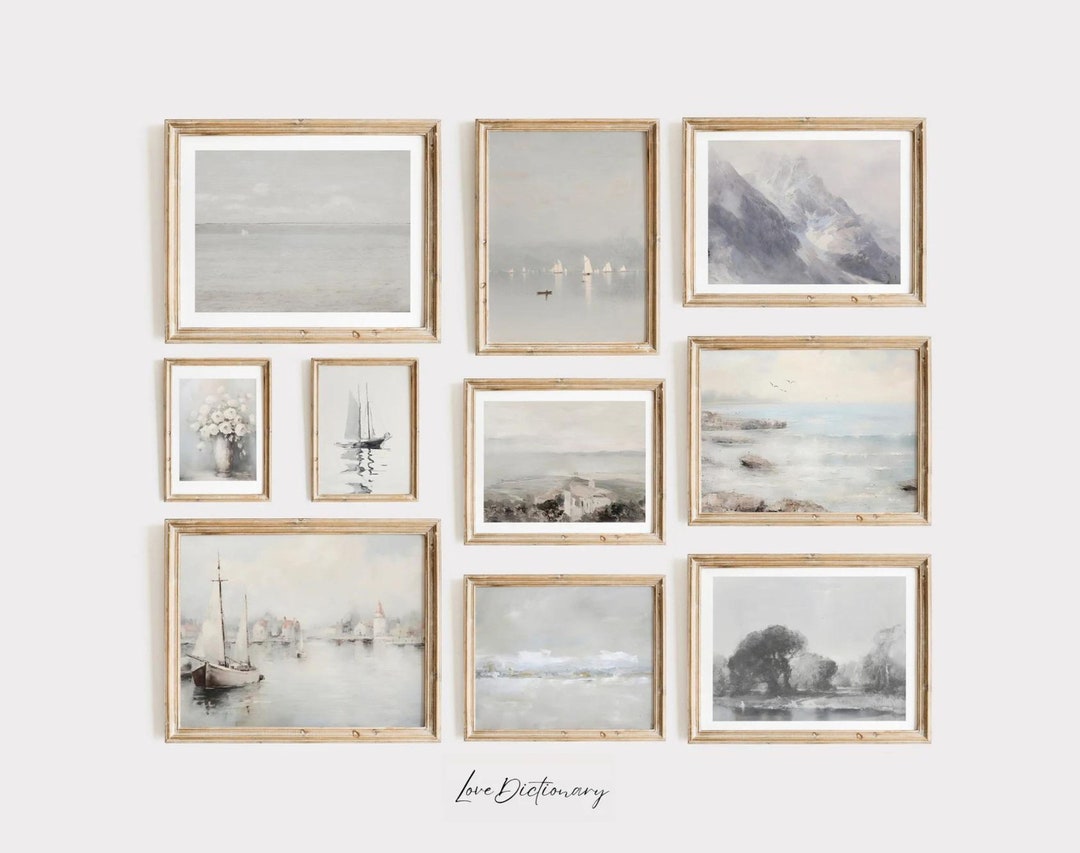 10 White Muted Vintage Prints, Neutral Print, Farmhouse Wall Decor ...
