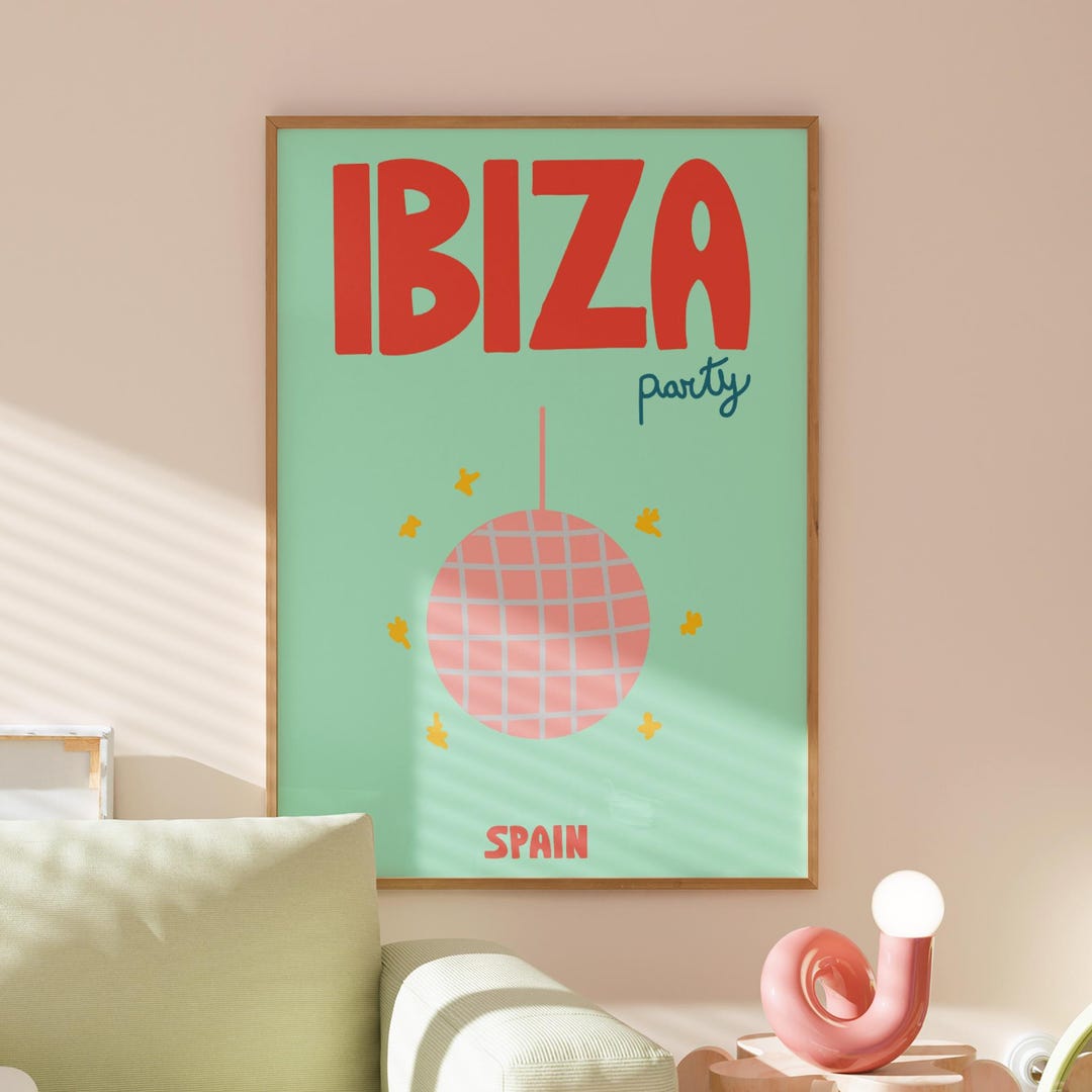 Ibiza Poster, Preppy Travel Wall Art, Minimal Tropical Print, Preppy Summer Beach Decor, Trendy ...