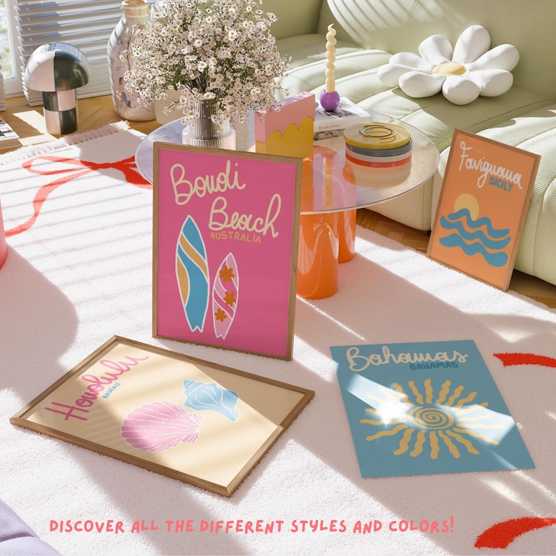Preppy Travel Poster Set, Trendy Gallery Wall Art (digital Download) - Etsy
