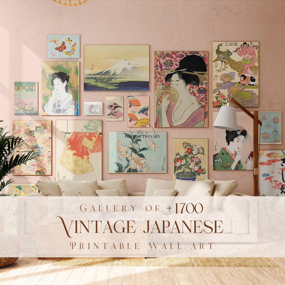 Maximalist Japanese Wall Art, Eclectic Vintage Gallery Wall Set ...