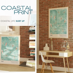 Coastal Wall Art, Aerial Beach Prints, Beachy Magazine Poster, Waves ...