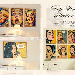 300 Retro Pop Art Wall Collage Kit, Vintage Pop Art Photos Prints, Pop ...