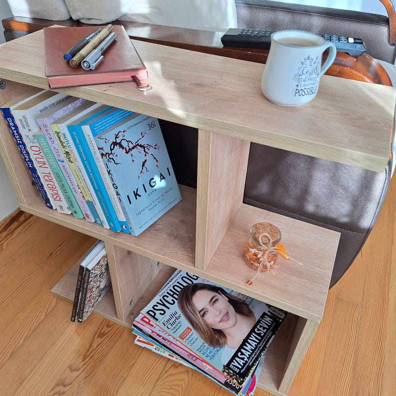 Coffee Table, Wood Coffee Table With Storage, Bookcase, Magazine Rack ...