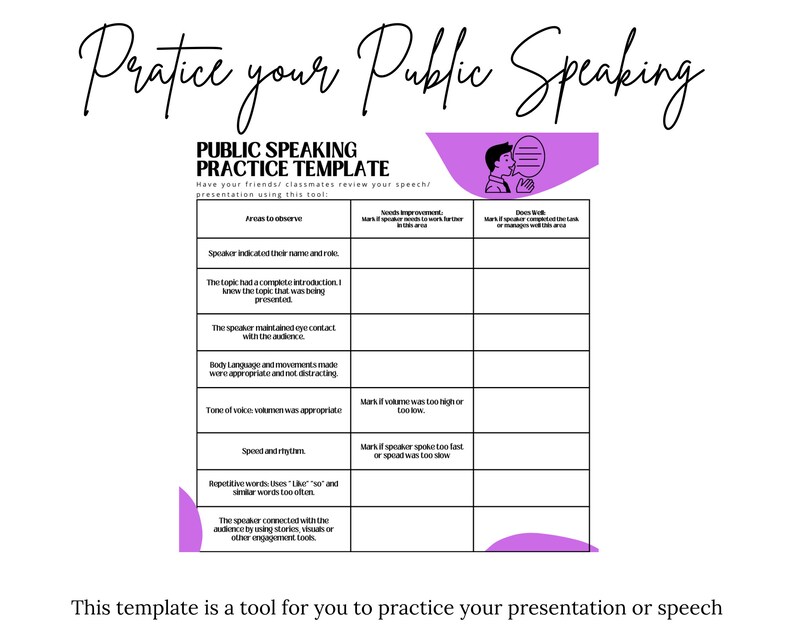 Public Speaking Practice Template - Etsy