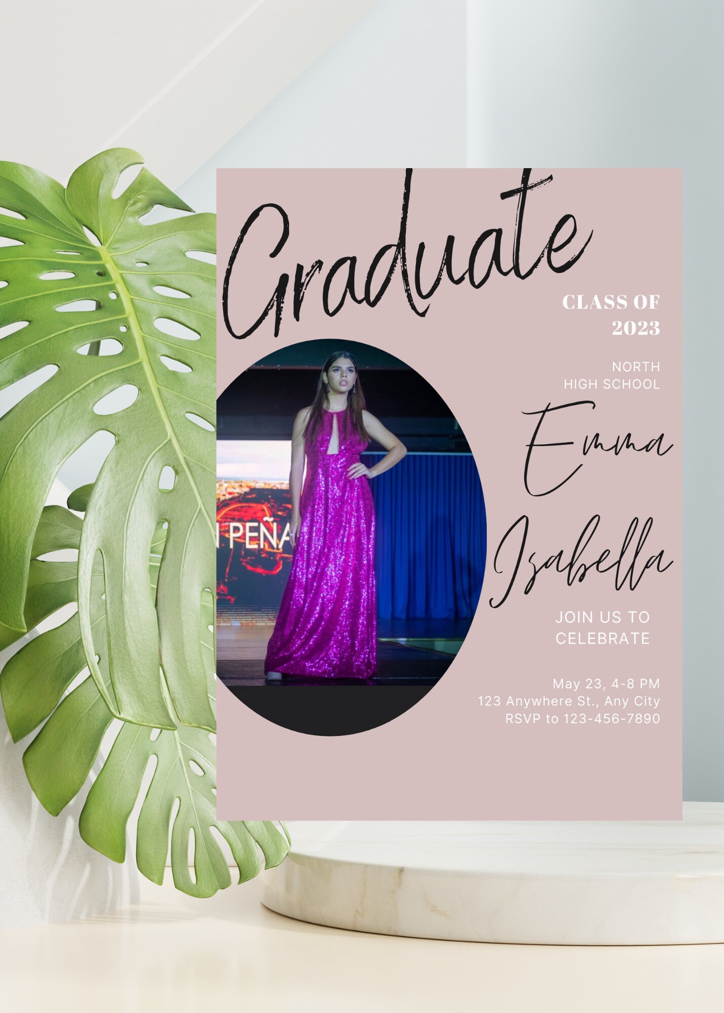 BILINGUAL Graduation Announcement Canva Template- Customize in English ...