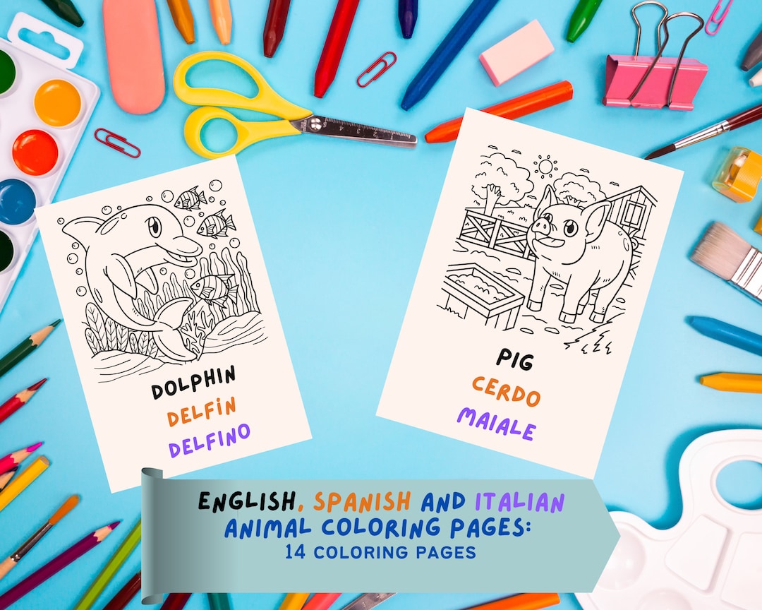 BILINGUAL / TRILINGUAL Coloring Pages in English, Spanish and Italian ...