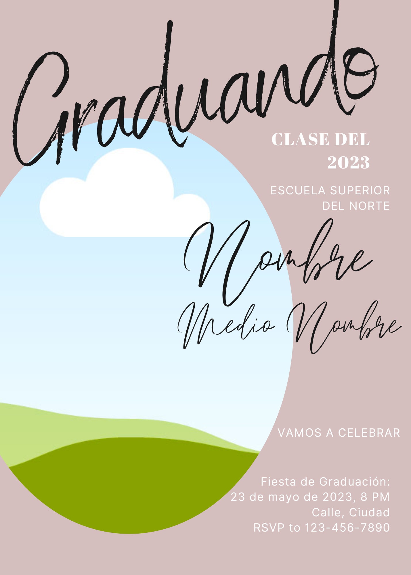 BILINGUAL Graduation Announcement Canva Template- Customize in English ...