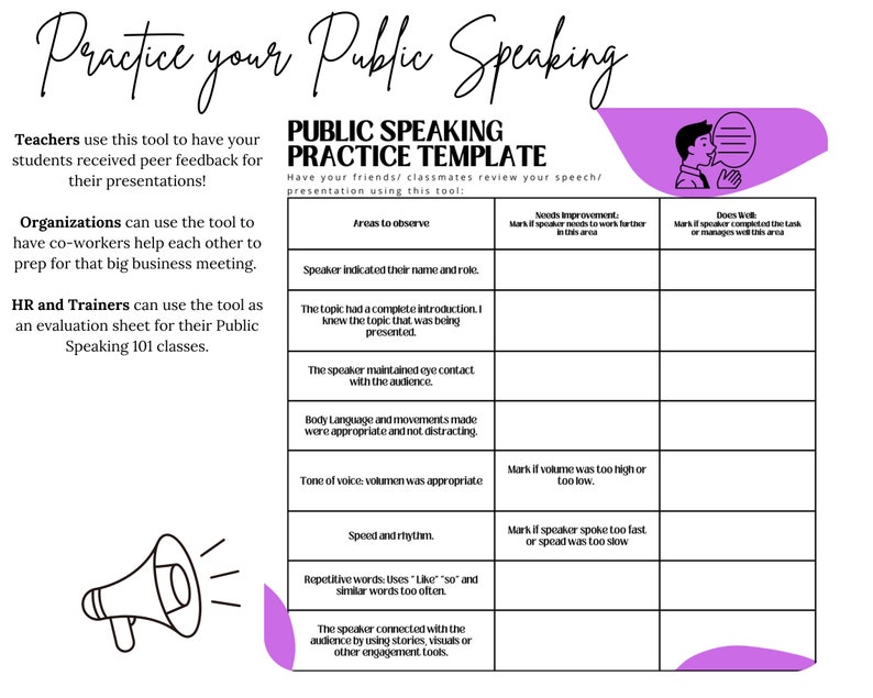 Public Speaking Practice Template - Etsy