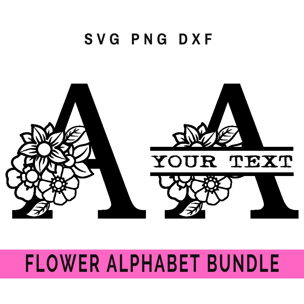 Split Monogram Alphabet SVG, DXF, PNG, Split Monogram Frame Alphabet ...