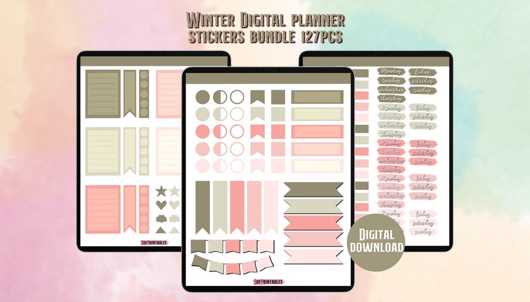 Winter Digital Planner Sticker Pack Bundle Goodnotes - Etsy