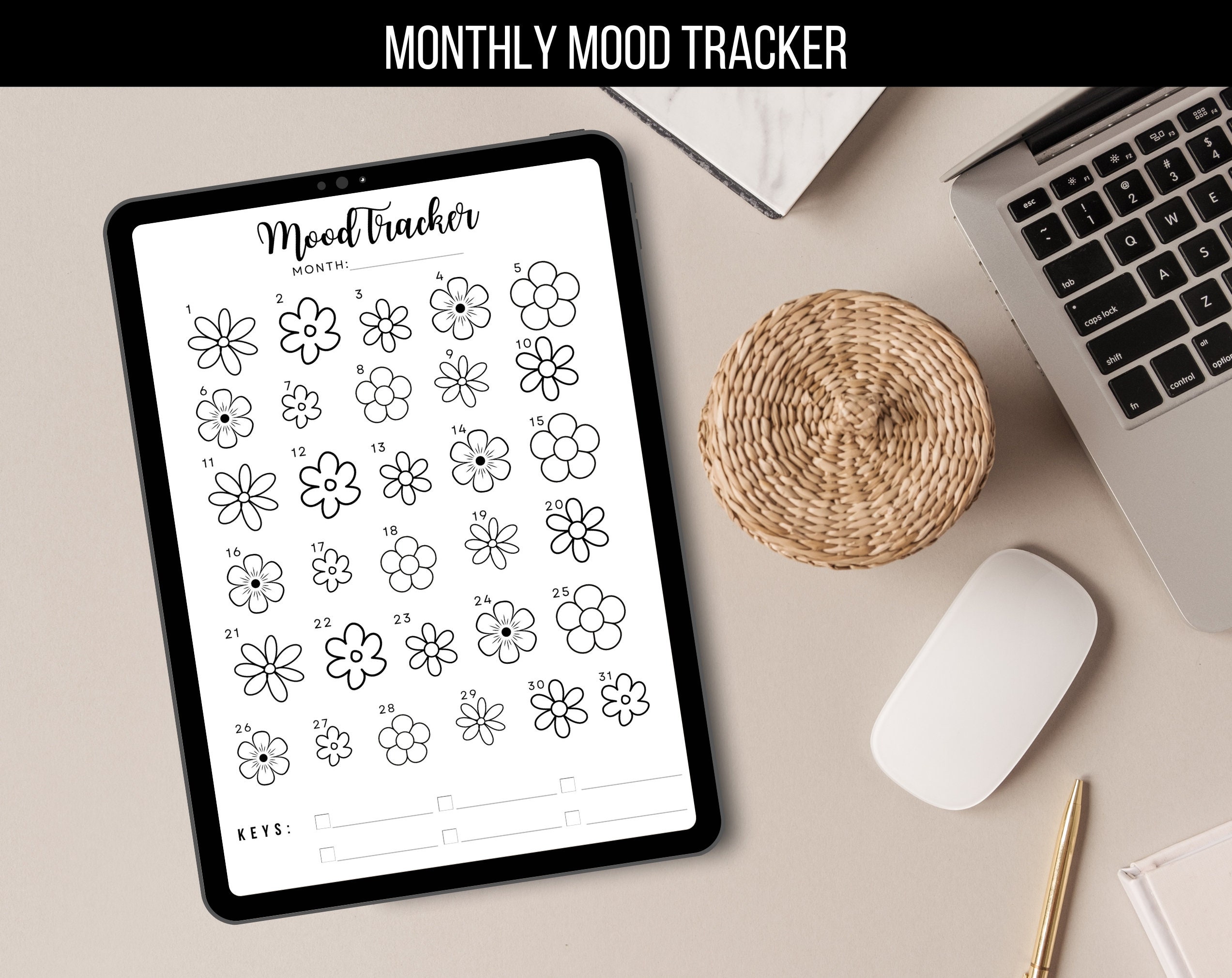 Mood Tracker Printable, Monthly Yearly Mood Tracker, Emotions Tracker, Printable Tracker, Daily ...