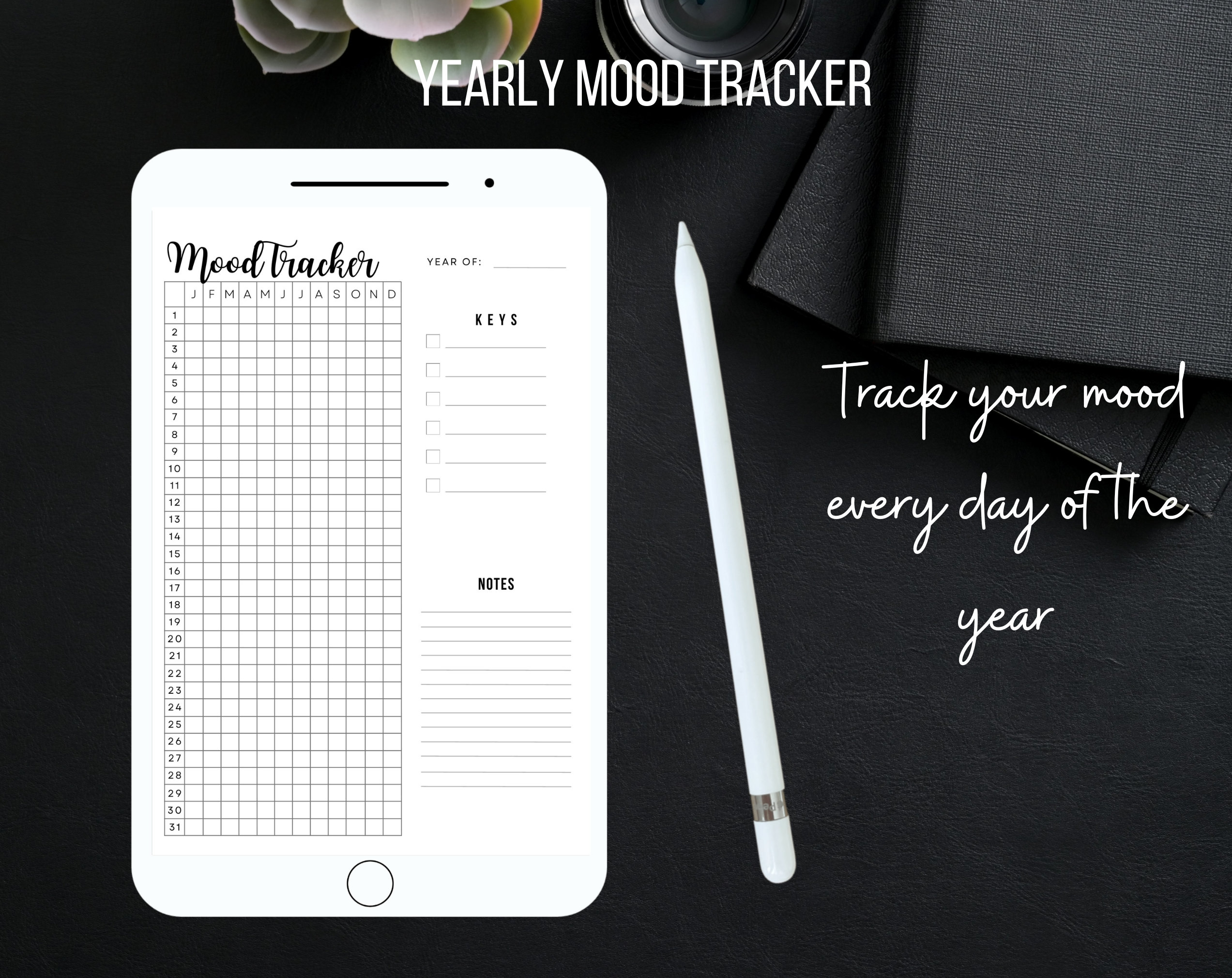 Mood Tracker Printable, Monthly Yearly Mood Tracker, Emotions Tracker ...