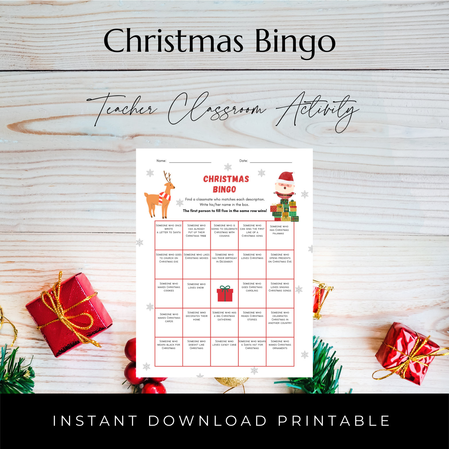 Christmas Bingo | Printables | Instant Download | Bingo | Kids Activity ...