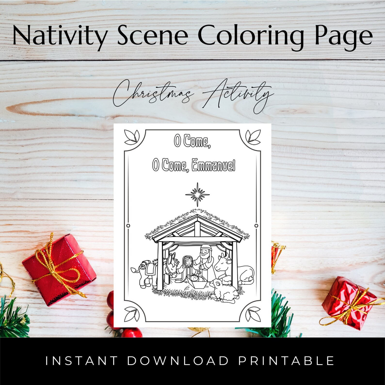 Christmas Nativity Coloring Page | Instant Download | Christmas ...