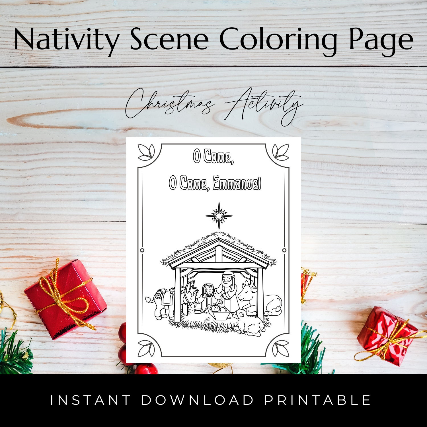 Christmas Nativity Coloring Page | Instant Download | Christmas ...