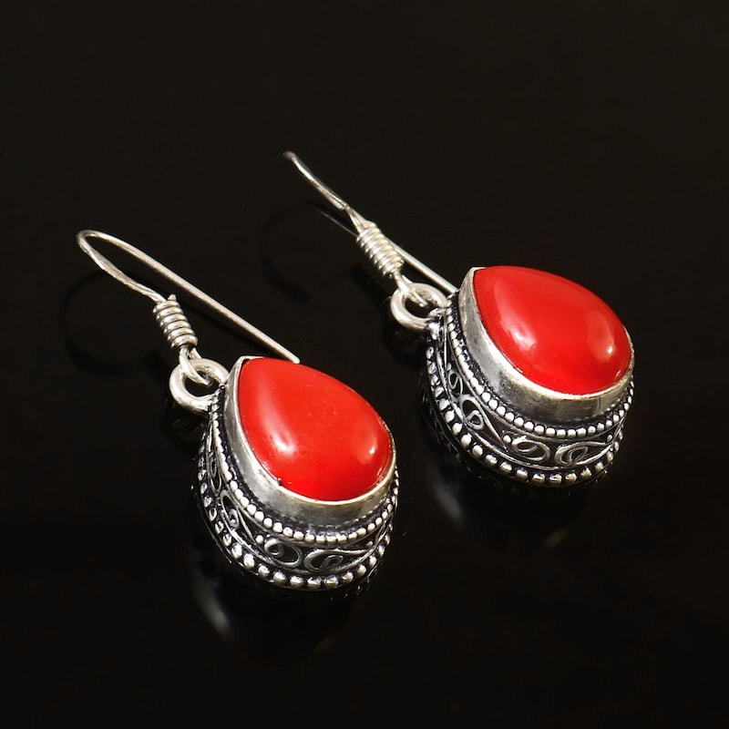Coral Earrings - Etsy