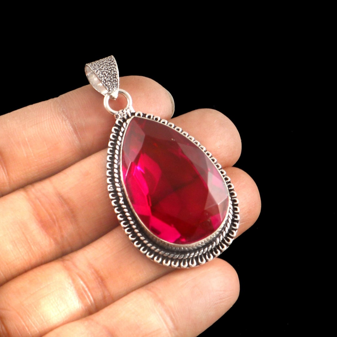 Handmade Pink Tourmaline Pendant, Teardrop Sterling Silver Necklace ...