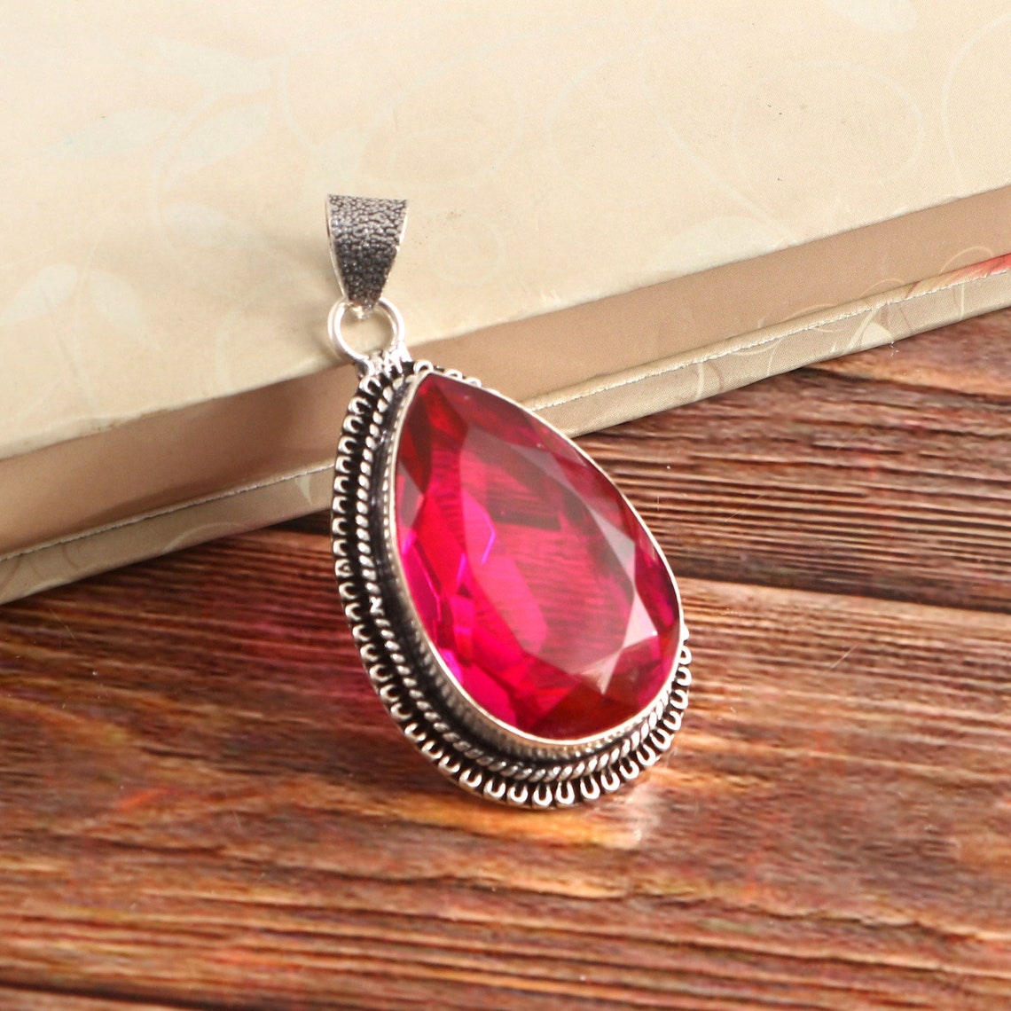 Handmade Pink Tourmaline Pendant, Teardrop Sterling Silver Necklace ...