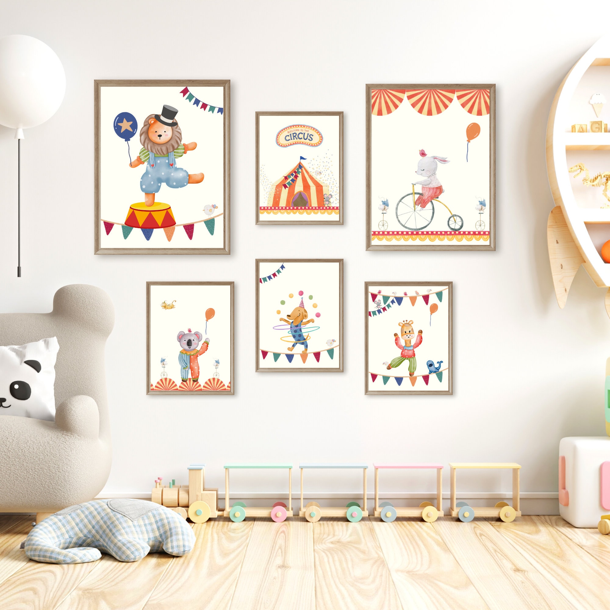 Set of 6 Circus Nursery Prints, Circus Animals Themed Prints, Circus ...