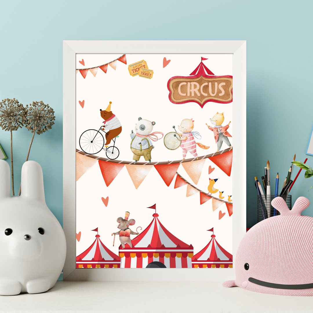 Circus Tents With Acrobat Animals Print Theme for Kids Room - Etsy