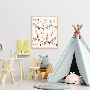 Circus Acrobats Theme Print for Kids Room Decoration, Acrobats Theme ...