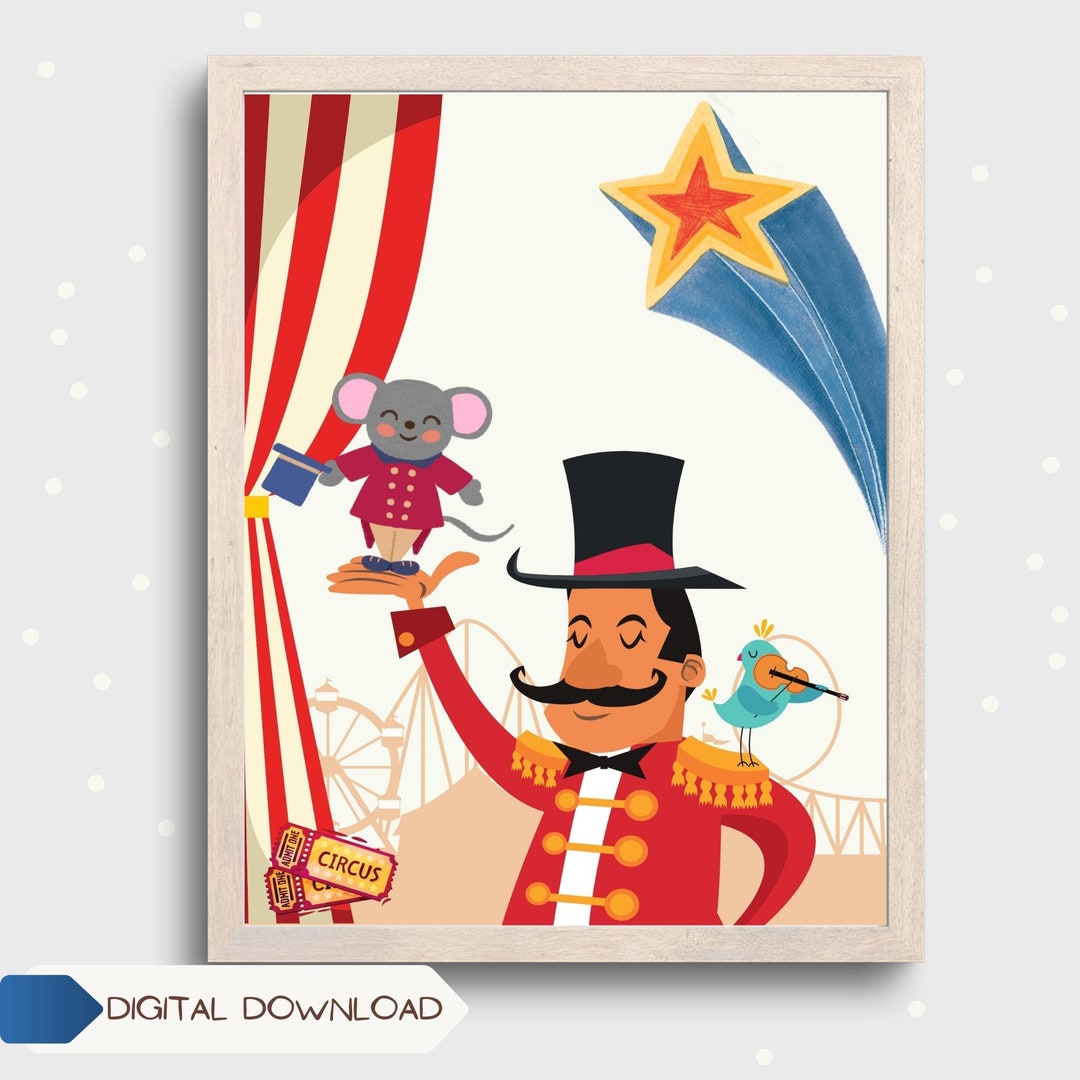 Circus Ringman Print, Funny Circus Nursery, Boys Digital Gift, Circus ...