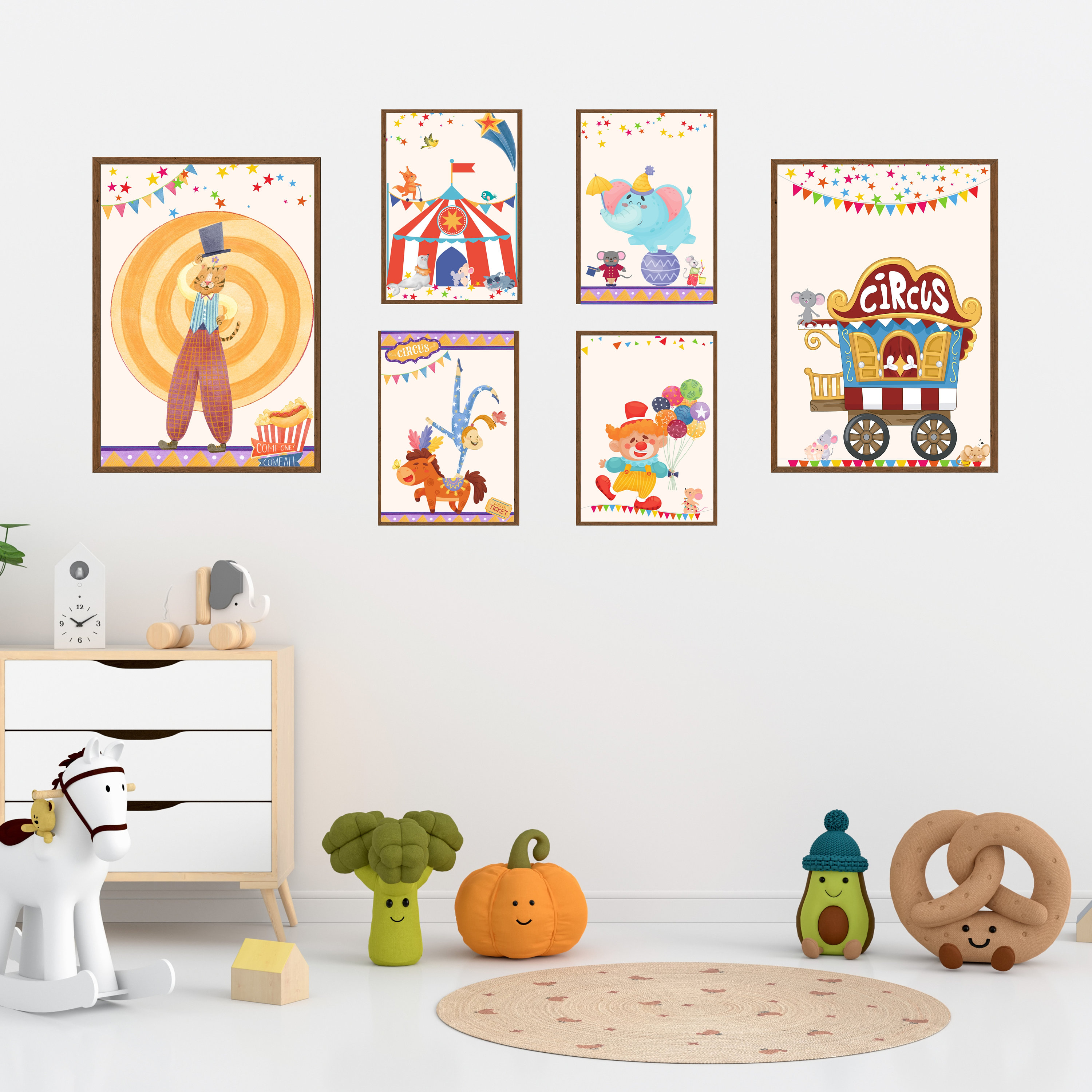 Circus Nursery Set of 6 Prints in High Resolution Circus - Etsy