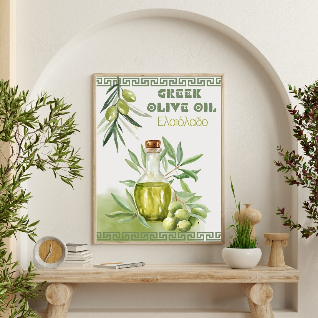 Greek Olive Oil Print, Healthy Food Poster, Olives Art, Greece Food Jpg ...