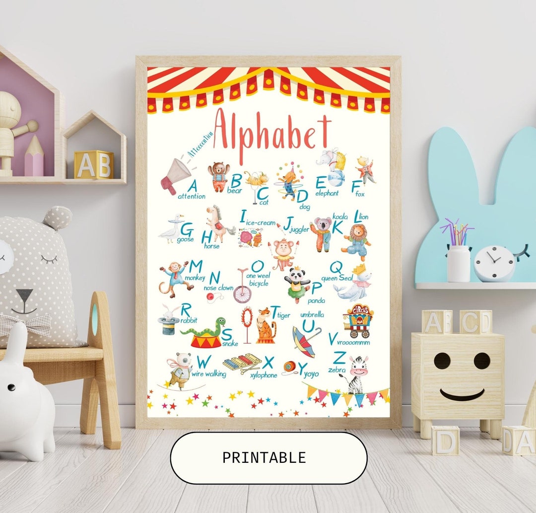 Alphabet Circus Themed Print, ABC Educational Poster, Montessori ...