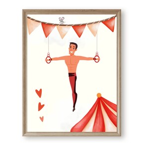 Set of 6 Circus Nursery Acrobats, Strongman Art Prints for Kids Room ...