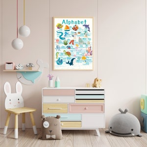 Alphabet Under the Sea Themed Print, Kids Learning English, Educational ...