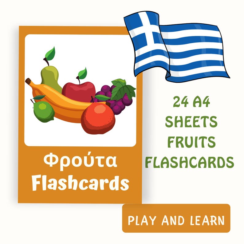 Greek Alphabet Animals Flashcards, Kids Learning Greek, A4 JPG, Greece ...