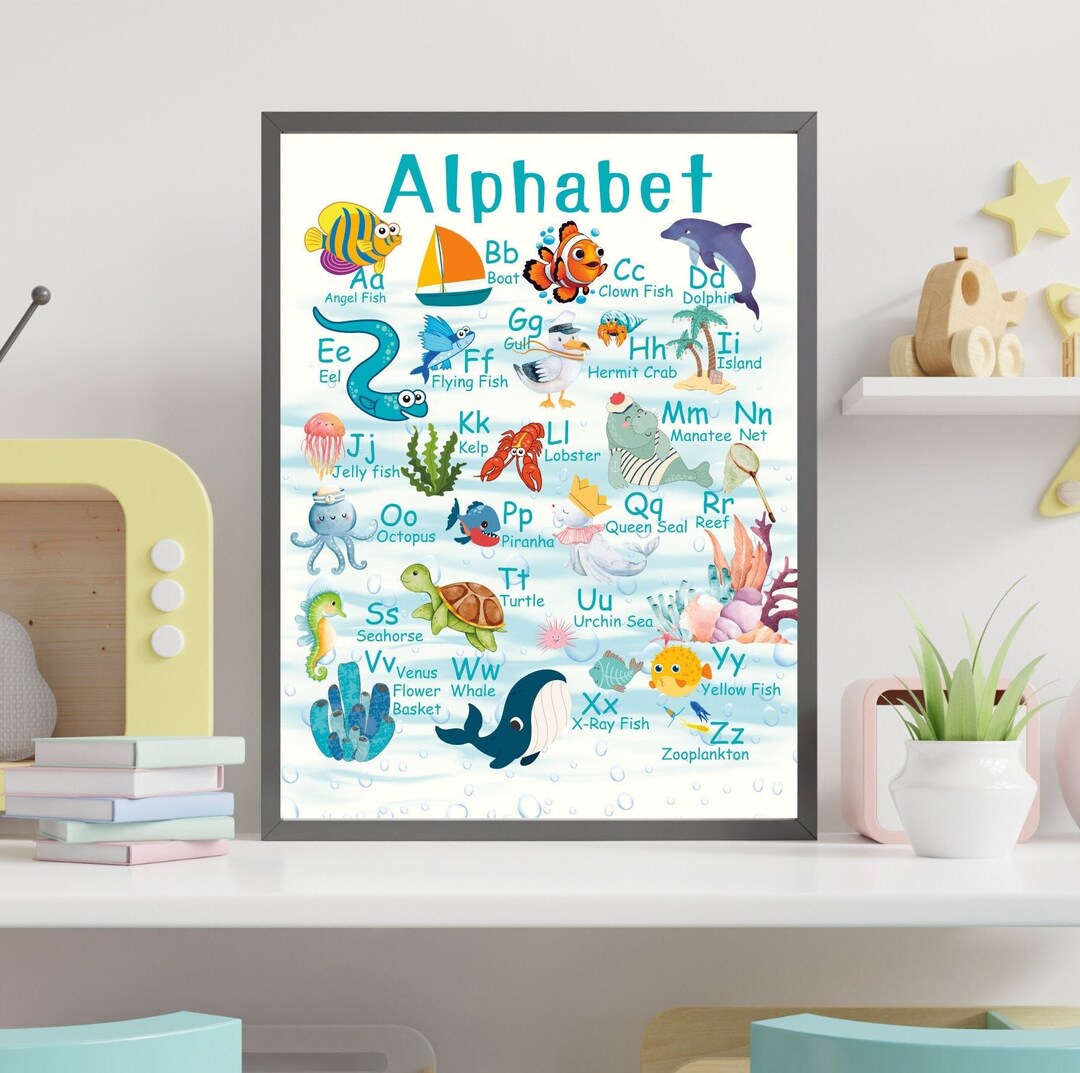 Alphabet Under the Sea Themed Print, Kids Learning English, Educational ...