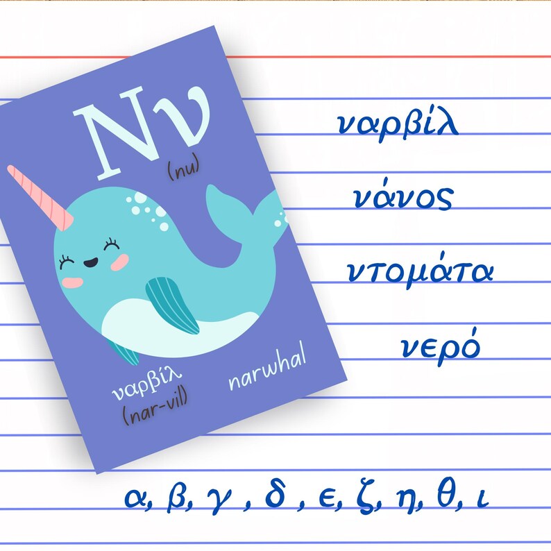 Greek Alphabet Poster, Letters, Words, Greece Nursery, Kindergardner ...