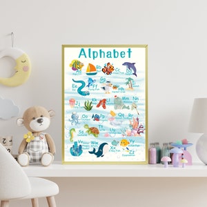 Alphabet Under the Sea Themed Print, Kids Learning English, Educational ...