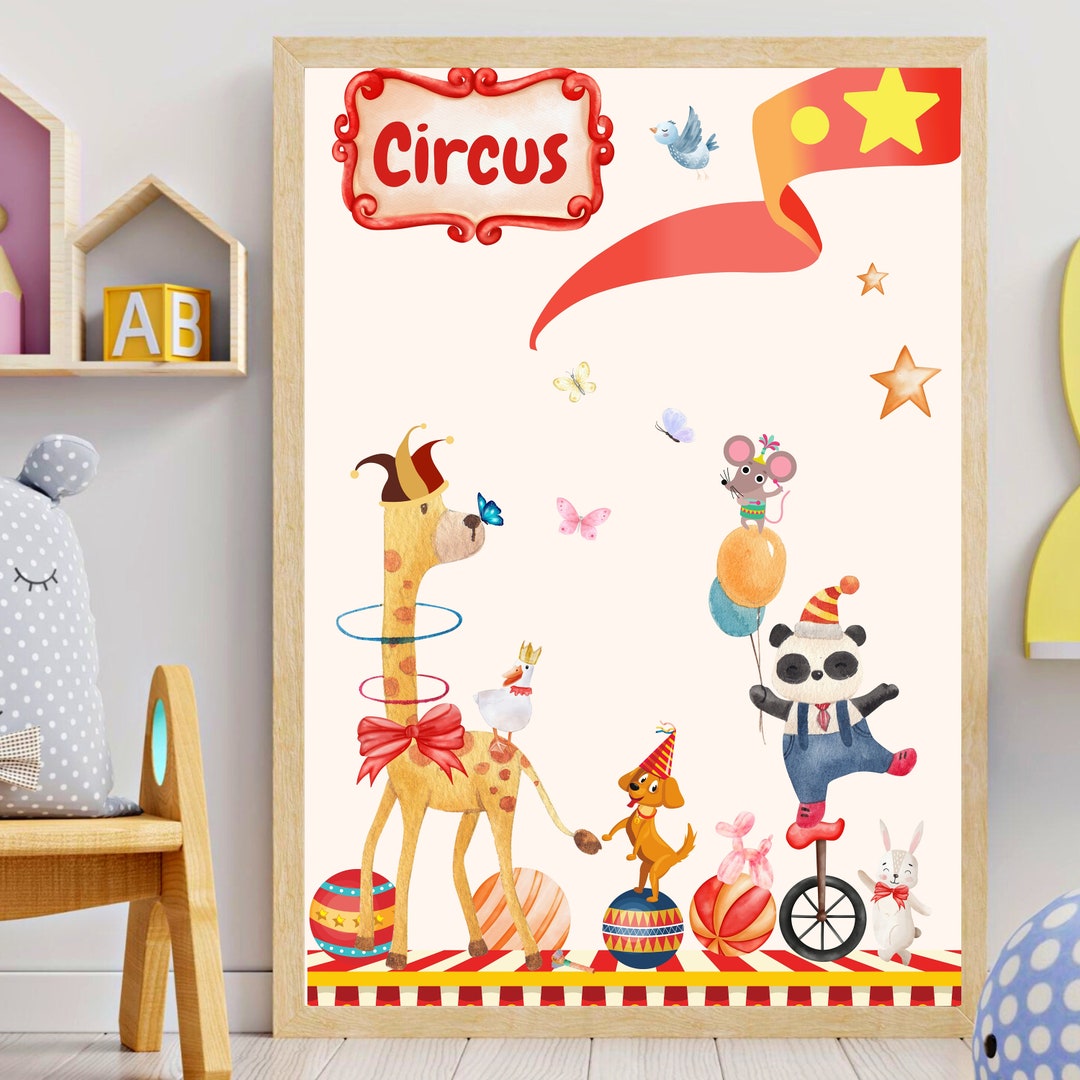 Circus Nursery Animals Prints, Circus Animals, Neutral Wall Decor ...