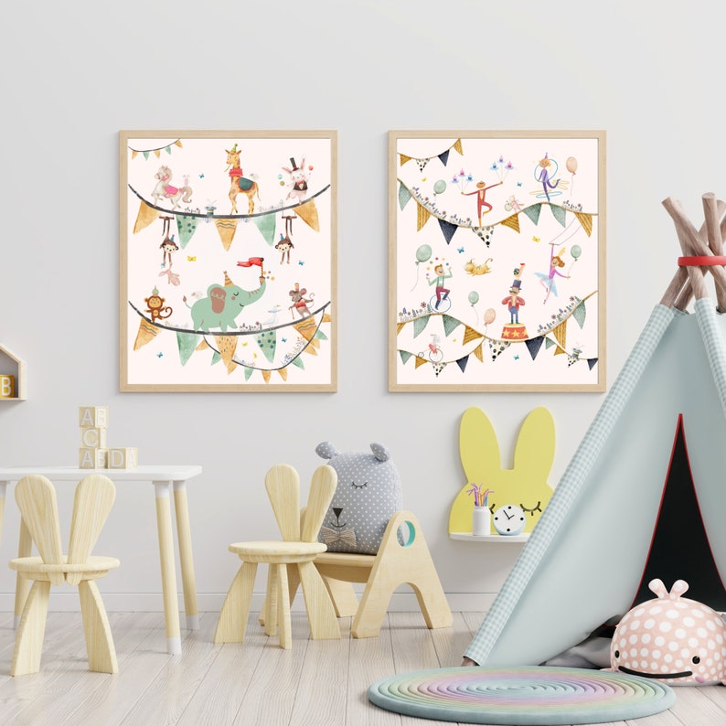 Circus Acrobats Theme Print for Kids Room Decoration Acrobats - Etsy