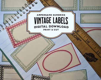 DIGITAL PRINTABLE Blank Notes / Tags Vintage Apothecary Junk Journal ...