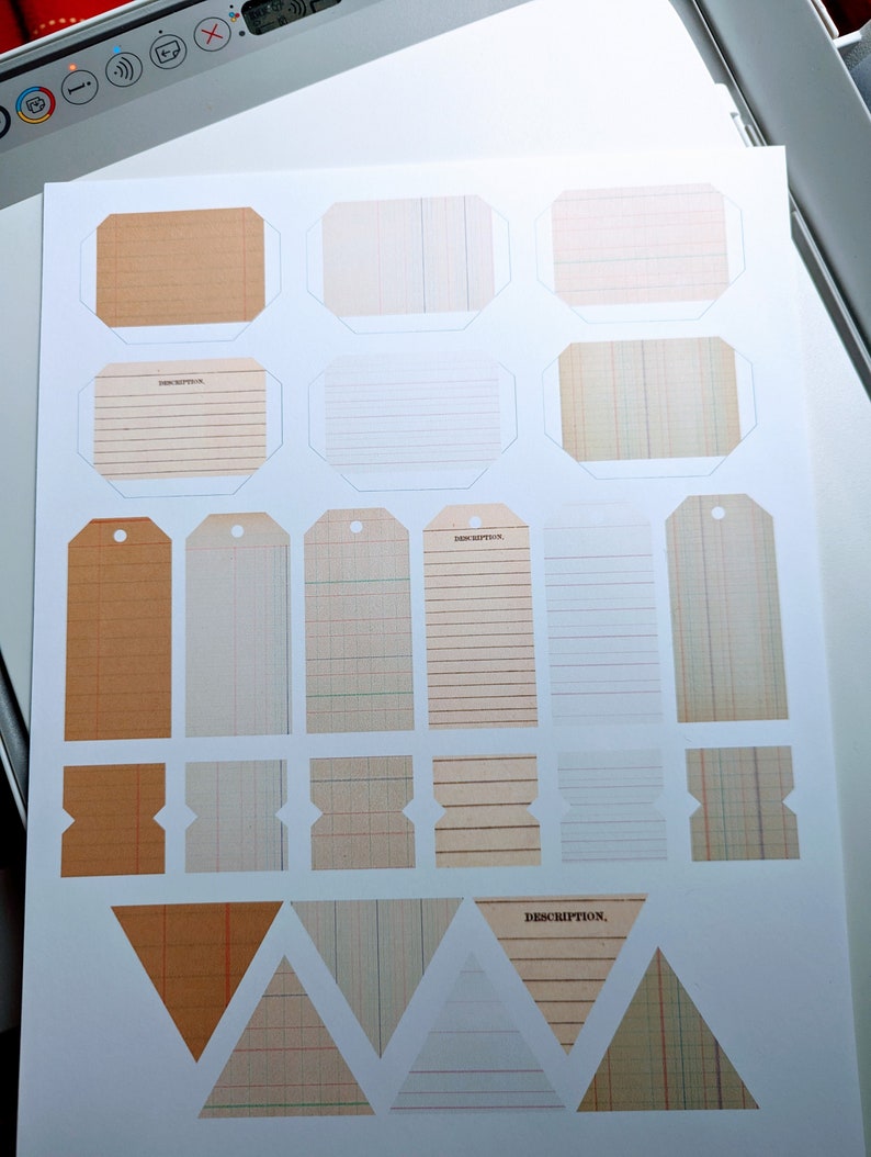 DIGITAL PRINTABLE | Vintage Ledger Pockets, Hang Tags, Page Tabs and ...