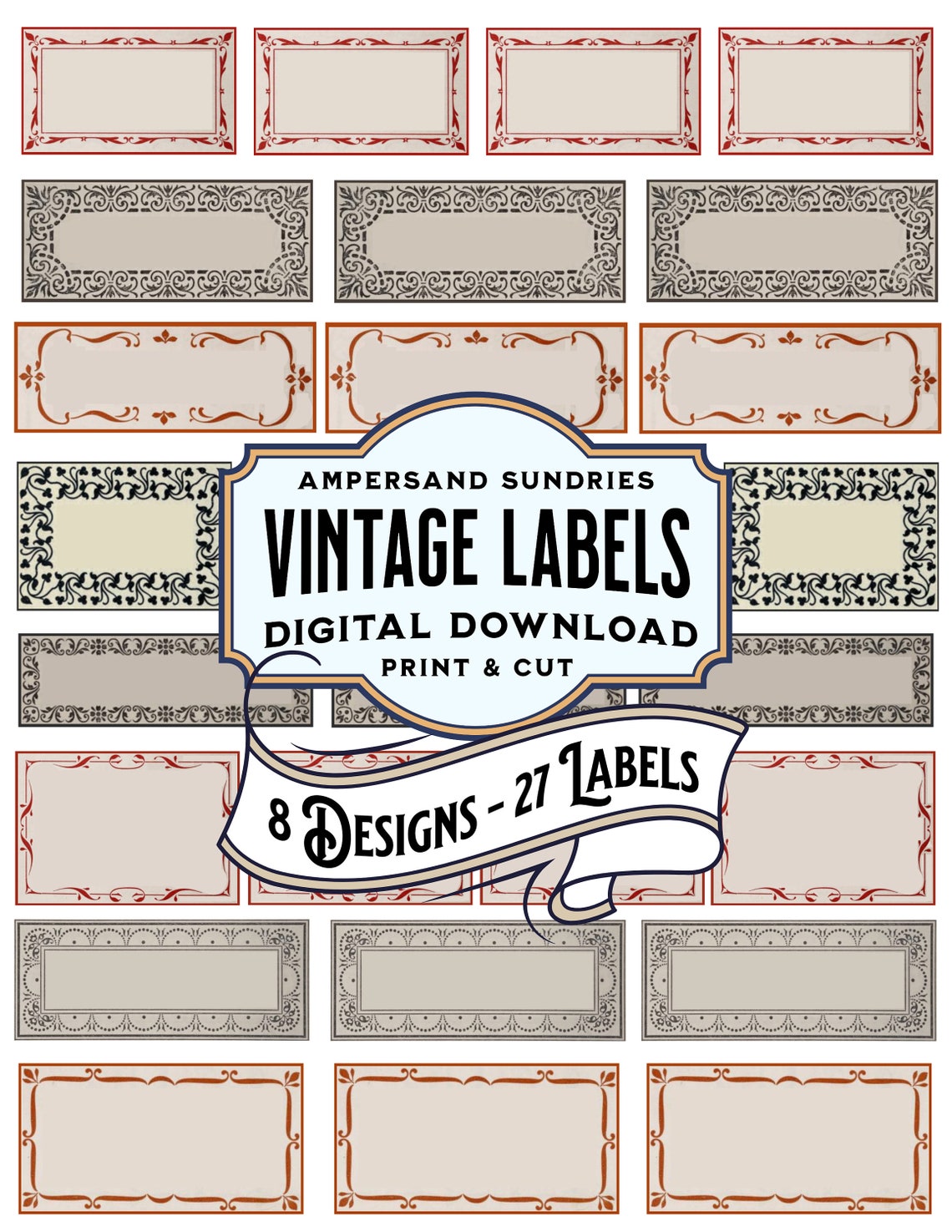 DIGITAL PRINTABLE Blank Labels / Tags | Vintage Apothecary Junk Journal ...