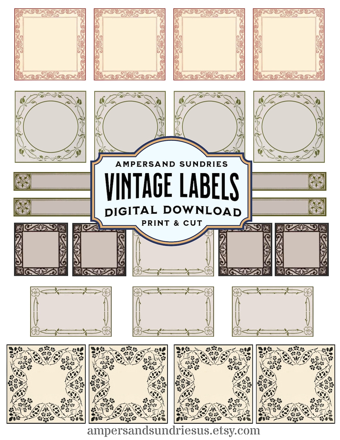 DIGITAL PRINTABLE Blank Labels / Tags | Vintage Apothecary Junk Journal ...