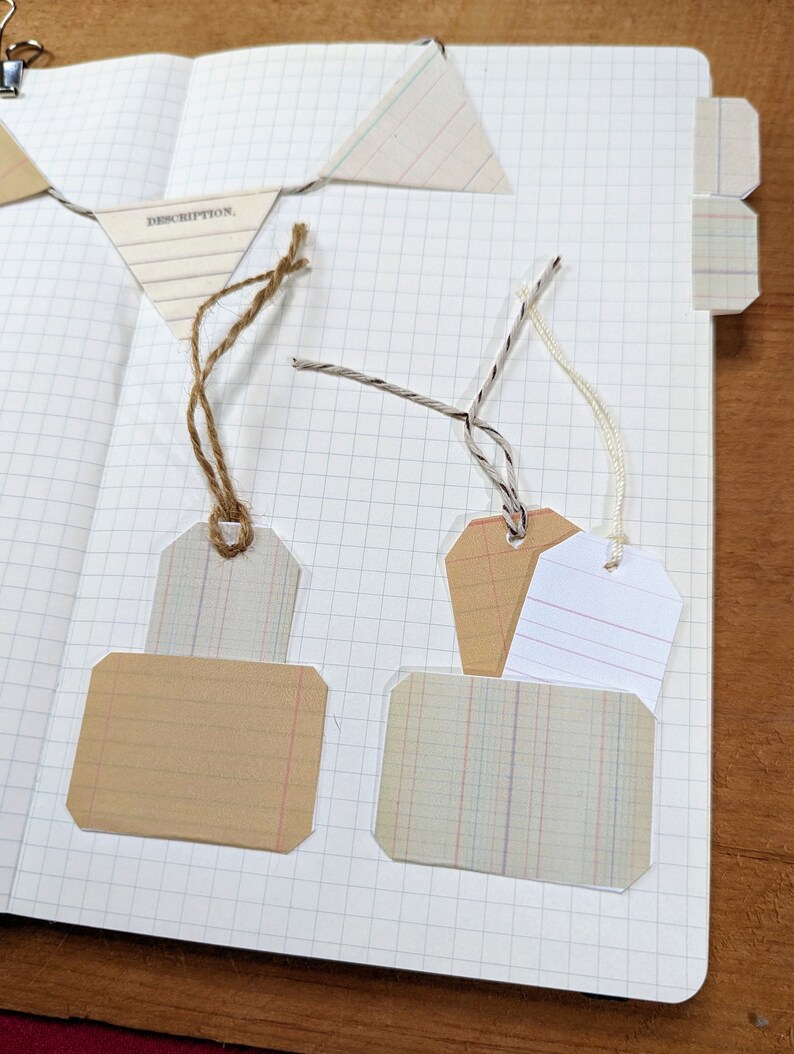 DIGITAL PRINTABLE | Vintage Ledger Pockets, Hang Tags, Page Tabs and ...