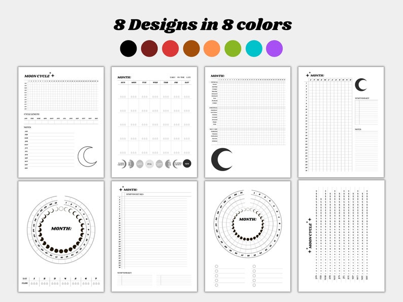 PERIOD TRACKER Moon Cycle Menstrual Journal Printable Period Symptoms ...
